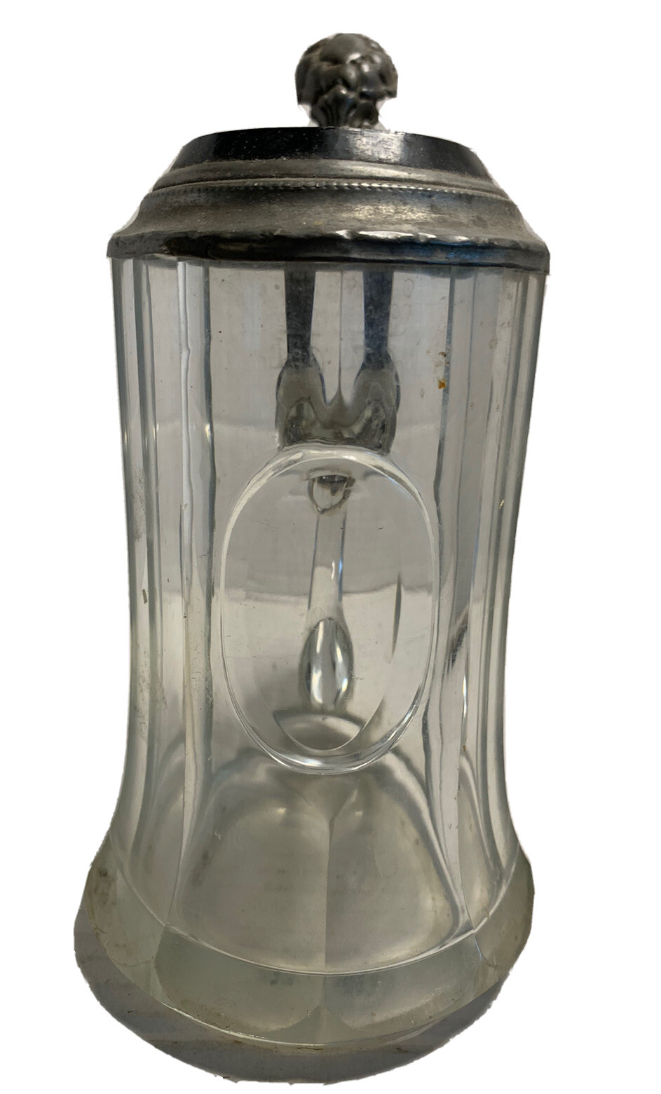 Antique Linz Glass Beer Mug/Stein With Pewter&Black Enamel Floral Lid ...