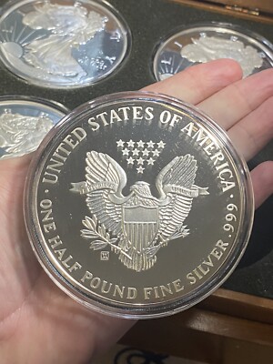 .999 Fine Silver ~ Half Pound American Eagles 96 toz ~ Proof Rounds ...