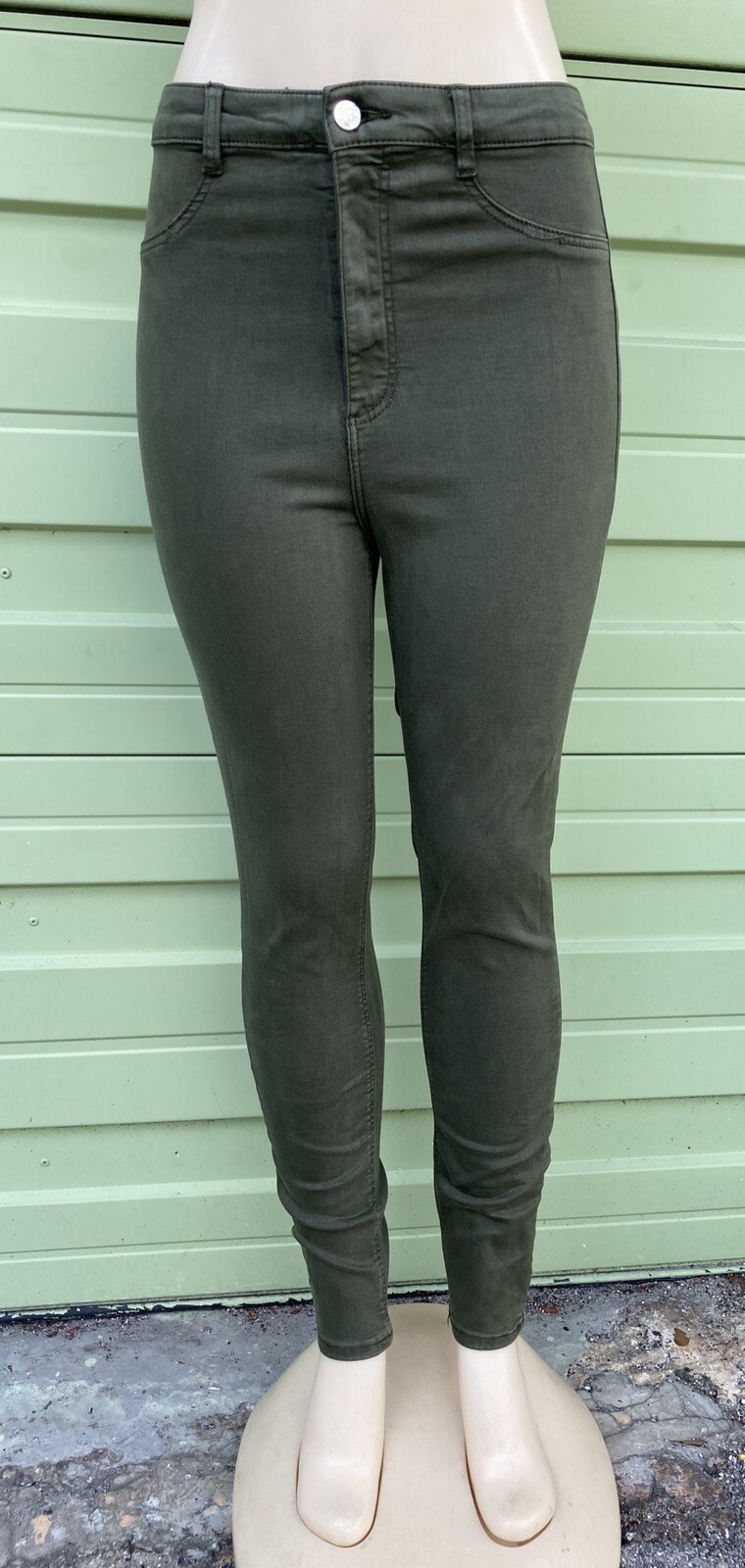 NWT ZARA Woman Swamp Green SUPER SKINNY Jeans Waist is 31" Size USA 12 ...
