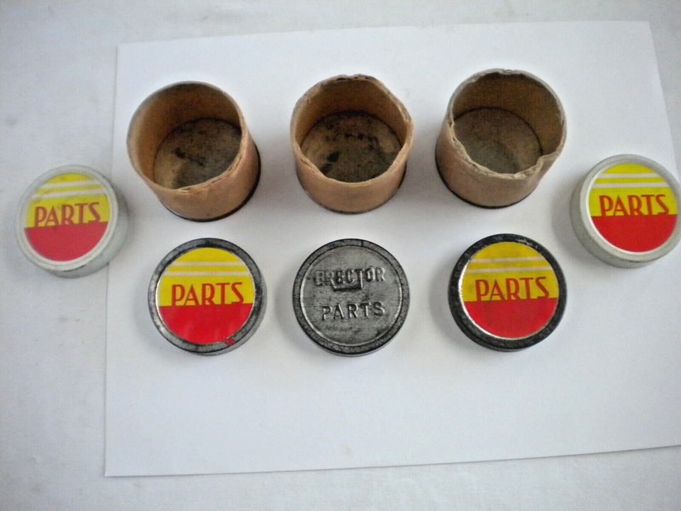 3 Gilbert Erector Cardboard Parts Cans with Metal Lids & Bottoms + 2 ...