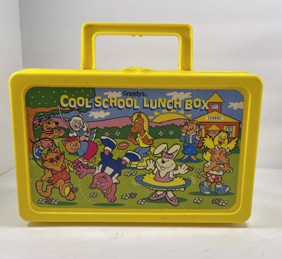 Vintage Grandy’s Cool School Lunchbox Yellow Plastic Lunch Box Pencil ...