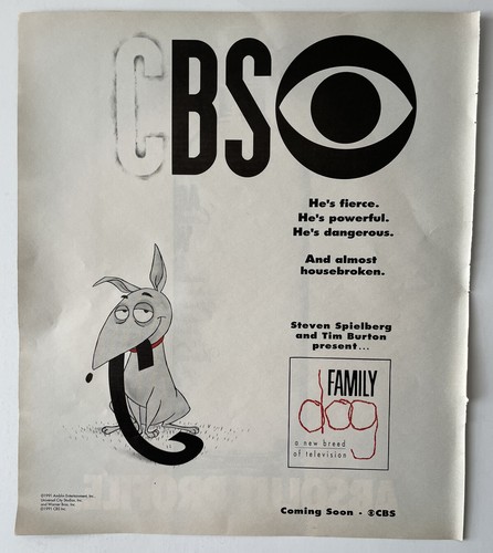 Vintage Family Dog Cartoon CBS TV Show Print Ad Spielburg Tim Burton ...