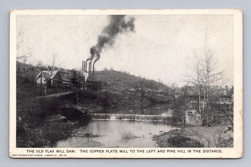 Old Flax Mill Dam & Copper Plate Mill LISBON Ohio Antique Columbiana ...