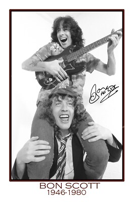 Bon Scott large autograph signed 12x18 inch poster - Top Quality | eBay