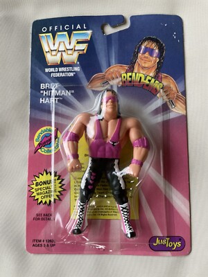1994 Official WWF Bend-Ems BRET HITMAN HART Bendable Poseable Figure ...