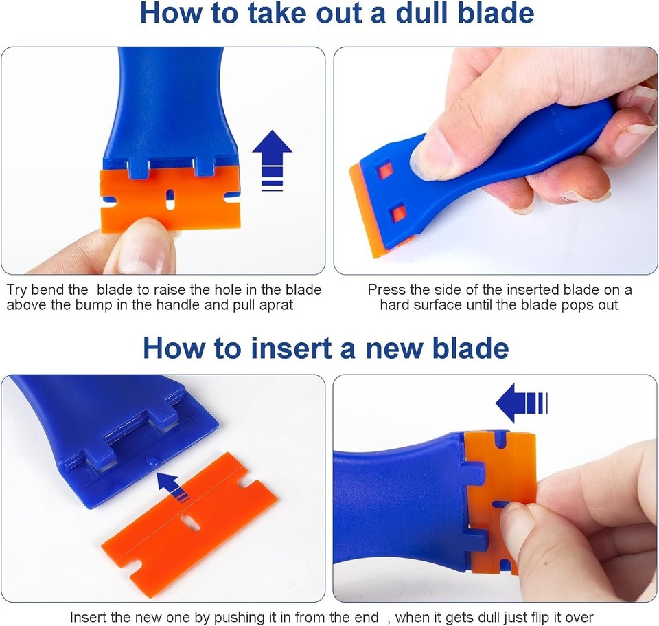 Plastic Razor Blade Scraper Tool, 6 Pcs Razor Scraper with 60 Pcs ...