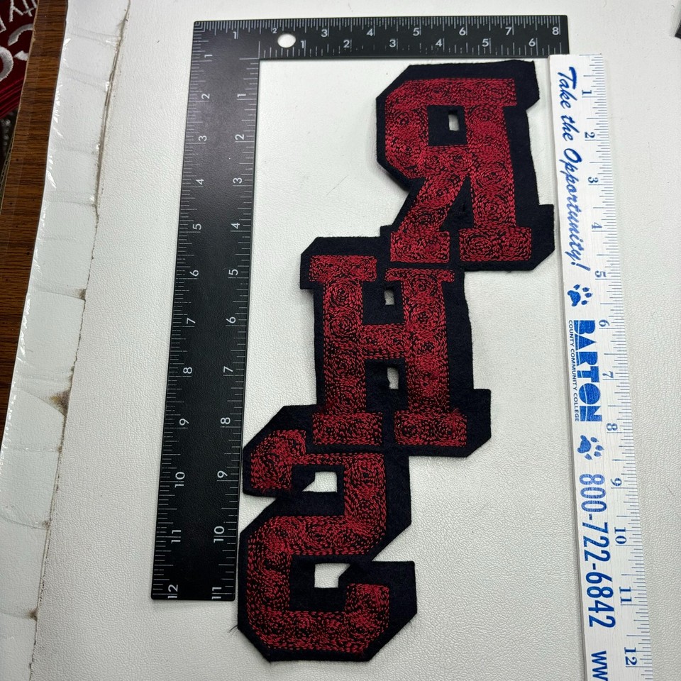 GIANT (Ships Folded) RHS R H S VARSITY HIGH SCHOOL LETTER JACKET Patch ...