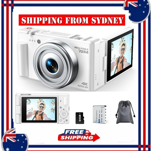 Digital Camera 4K 72MP Auto-Focus 18XZoom Anti-Shake 64GB 2.8'' 270 ...