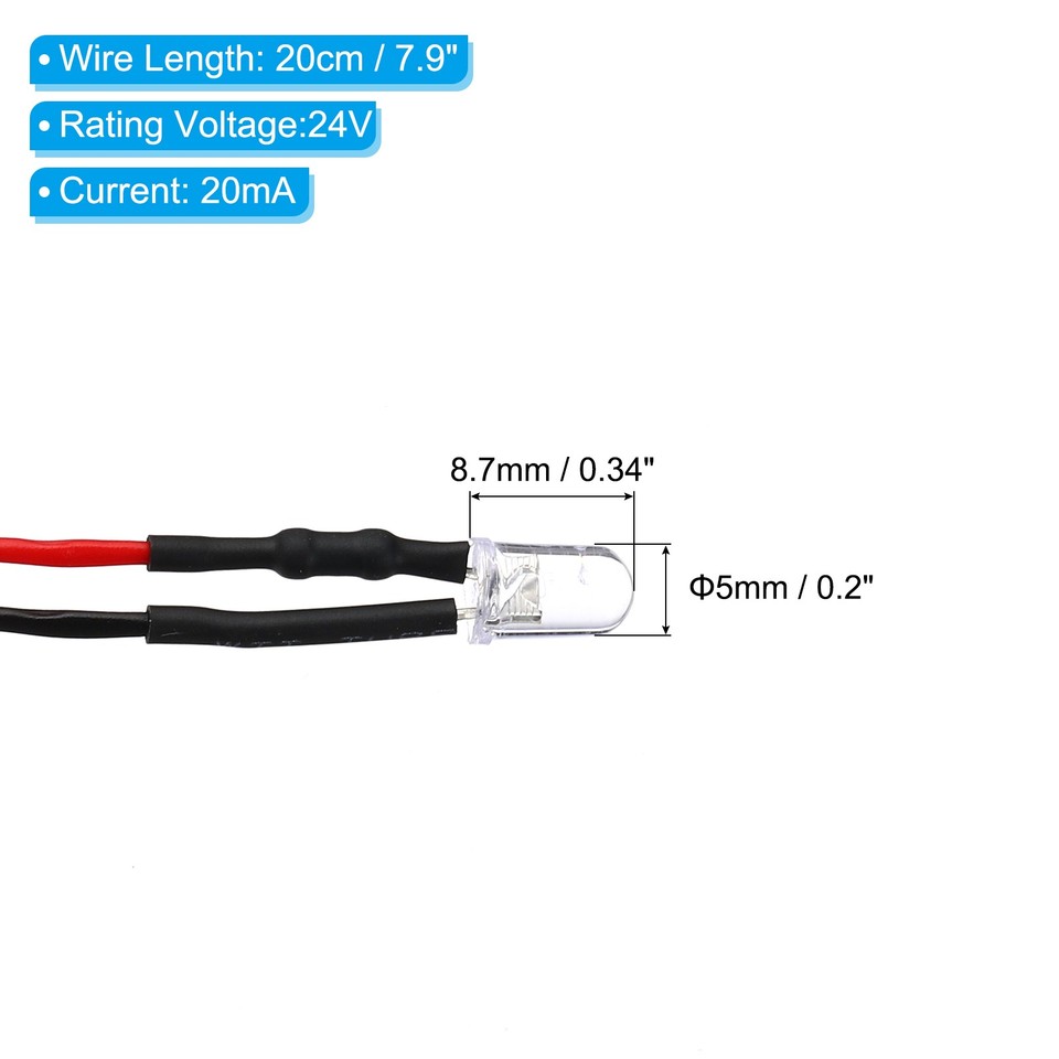24 Pcs 24V 5mm LED Light Emitting Diodes Pre Wired LED Bulb, Emerald ...
