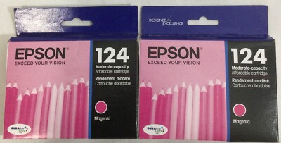 Lot of 2-Genuine Epson T124320 Stylus Magenta Ink Cartridge 124 exp 10/ ...