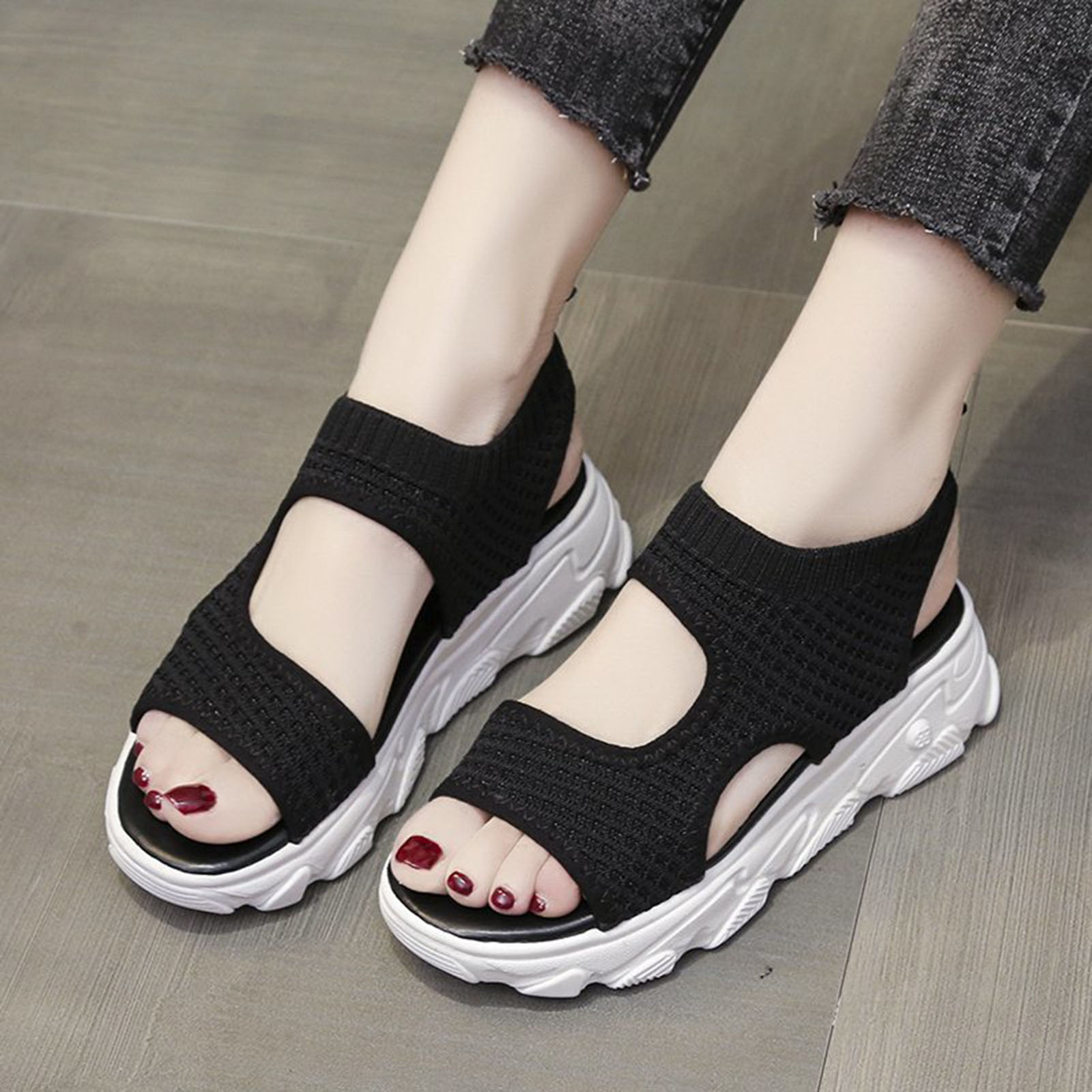 1 Pair Platform Sandal Open Toe Running Outdoor Beach Female Wedge ...