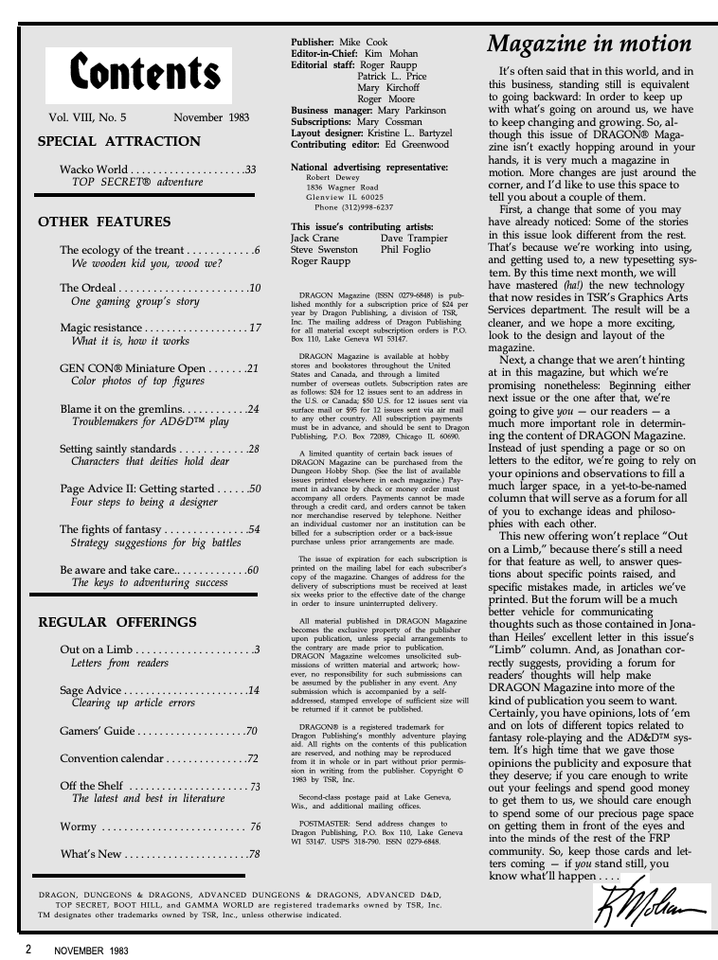 Dragon Magazine #79 1983 TSR AD&D Jack Crane Cover Art / Wormy Phil ...