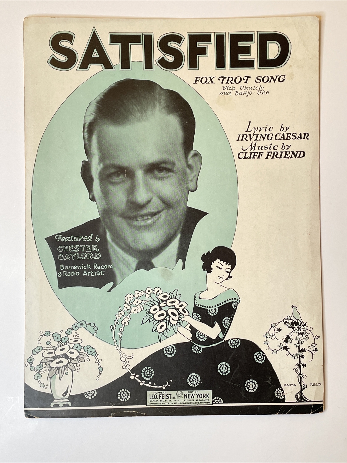 Satisfied ~ Irving Caesar ~ Cliff Friend ~ Sheet Music ~ 1929 ~ Fox ...