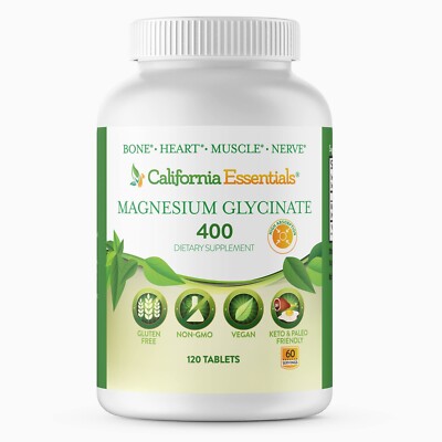California Essentials Magnesium Glycinate 400 Supplement High ...
