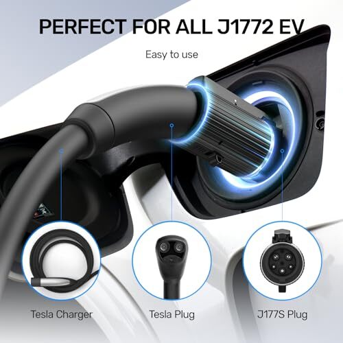 TES to J1772 Charging Adapter Max 60 Amp 240V Fit for All J1772 Tesla ...