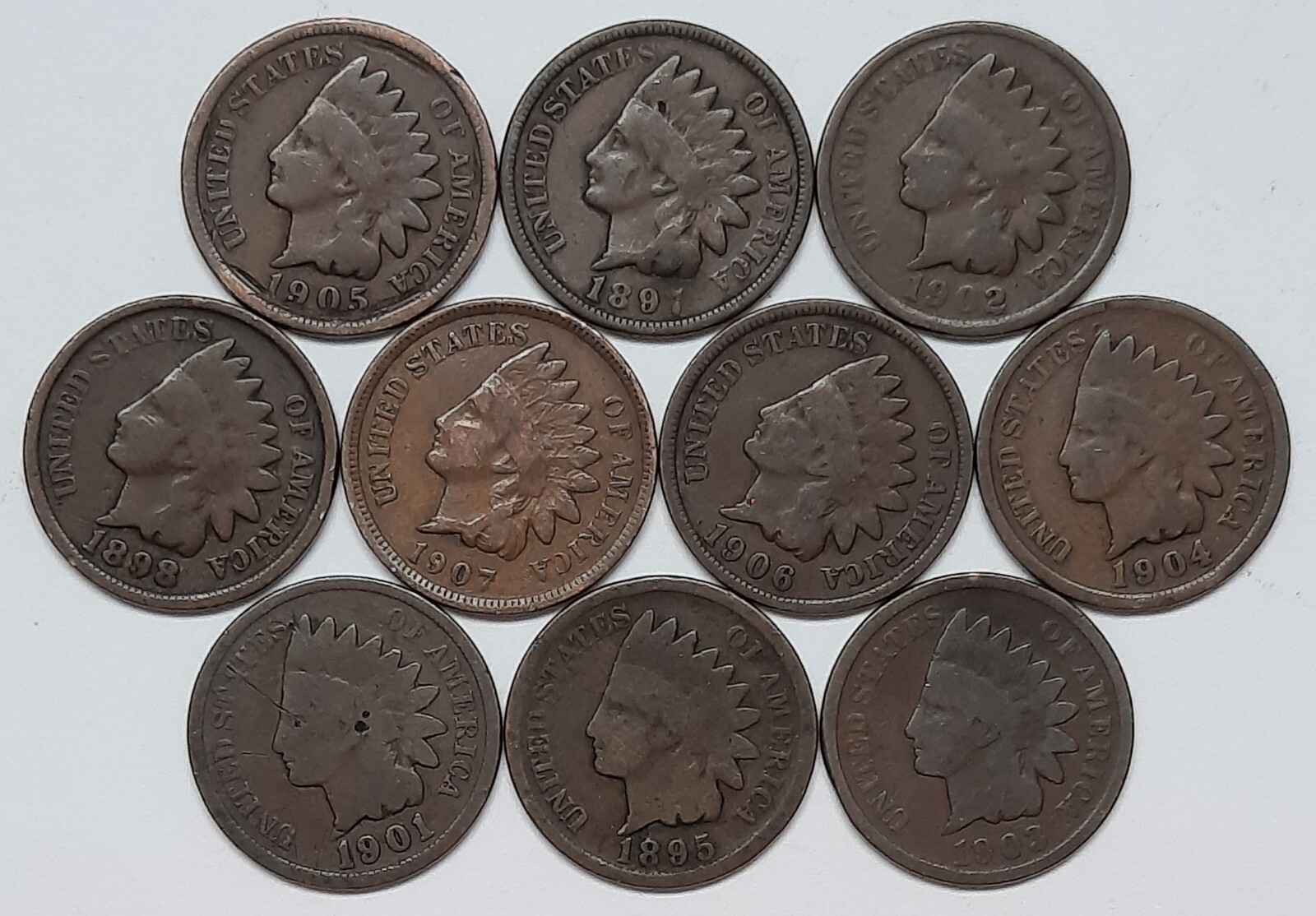 Ten 10 Indian Pennies Cents 1800's and 1900's!--Ten DIFFERENT Dates! | eBay