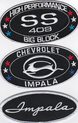 CHEVY SS 409 IMPALA SEW/IRON ON PATCH EMBROIDERED EMBLEM 1962 1964 ...
