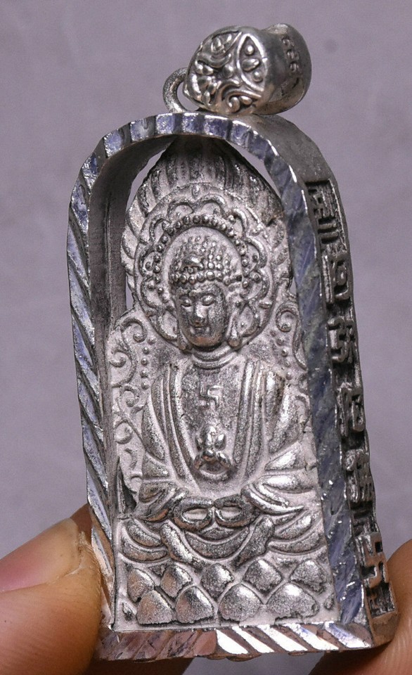 6CM Old Tibet Tibetan silver Shakyamuni Amitabha Tathagata Buddha ...