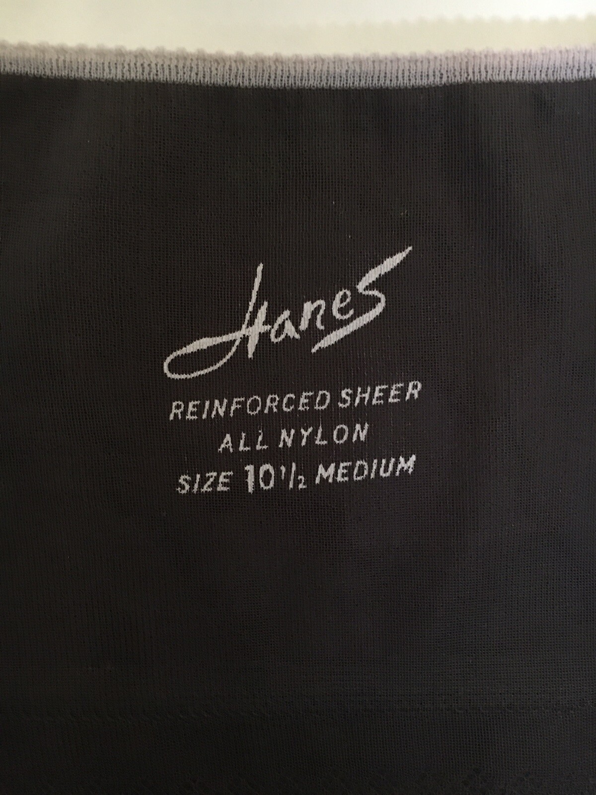 1 Pair Vtg NOS Hanes 415 Reinforced Sheer Stockings 10.5 M RHT Dk Gray ...