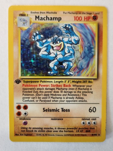 Rare 1st Edition Holographic Machamp Pokémon Card 8/102 Great Condition ...