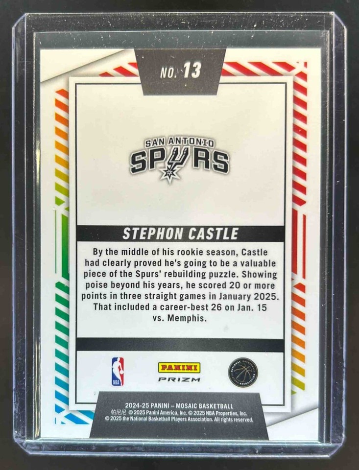 2024-25 Panini Mosaic Stephon Castle Razzle Dazzle SP RC Rookie #13 Spurs | eBay