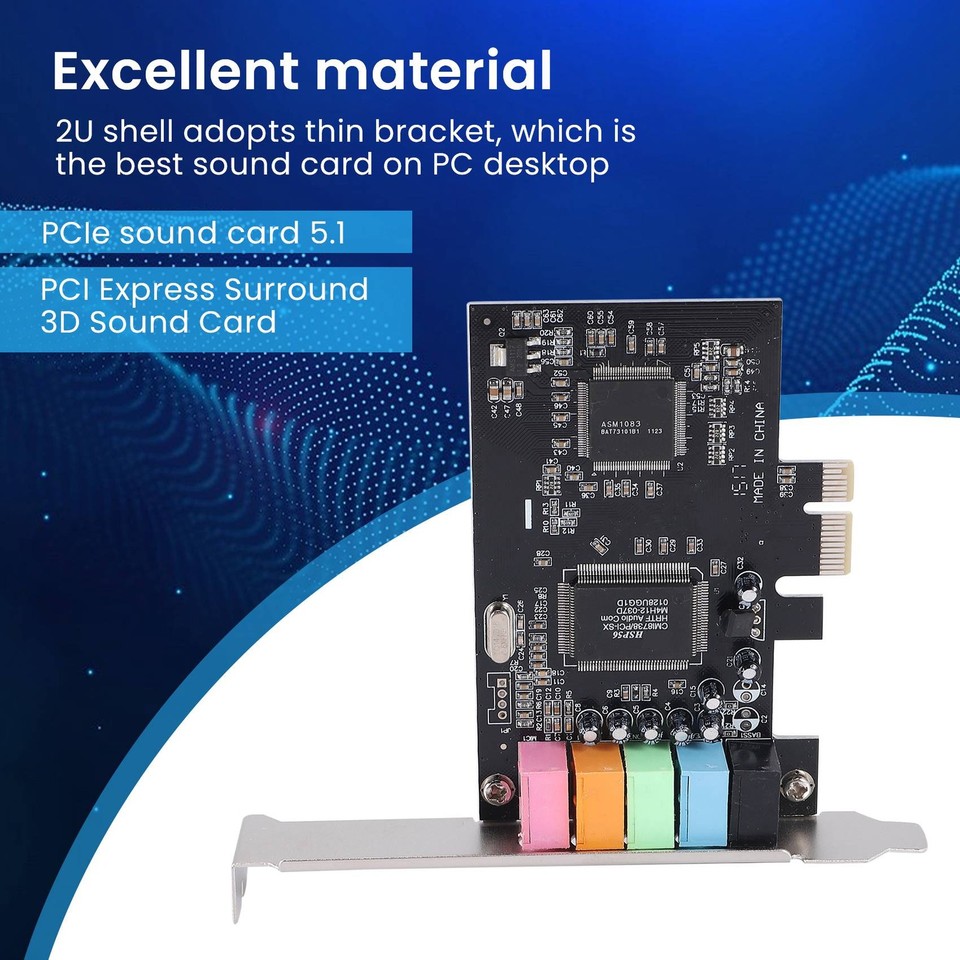 PCIe Sound Card 5.1, PCI Express Surround Card 3D Stereo Audio with ...