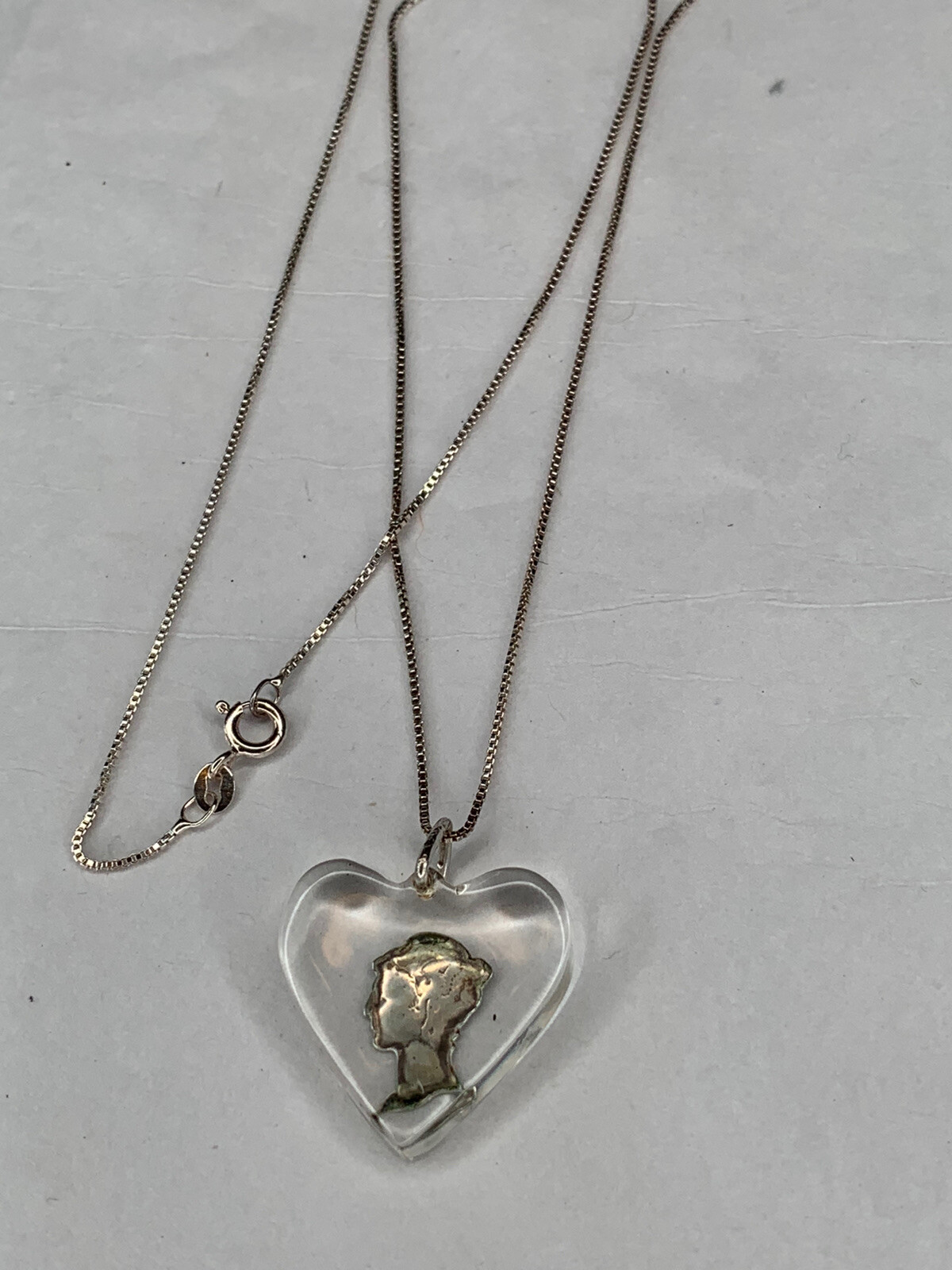 1940s sterling silver floating mercury dime head luci… - Gem