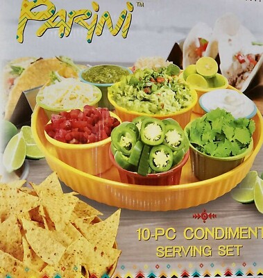 PARINI 10 PIECE CONDIMENT SET CHIP & DIP SET NIB | eBay