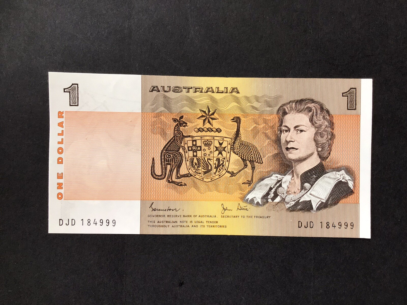 $1 Note Australian Decimal Paper Semi Solid Serial Number Uncirculated ...