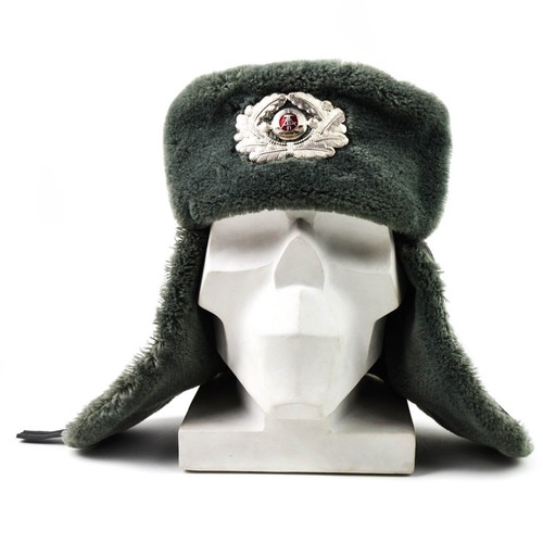 Original German NVA army winter hat. Grey military ushanka cap with ...