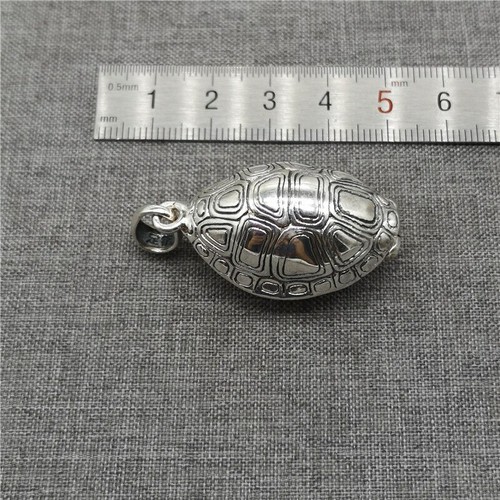 925 Sterling Silver Turtle Shell Locket Pendant Three Coins Chinese ...