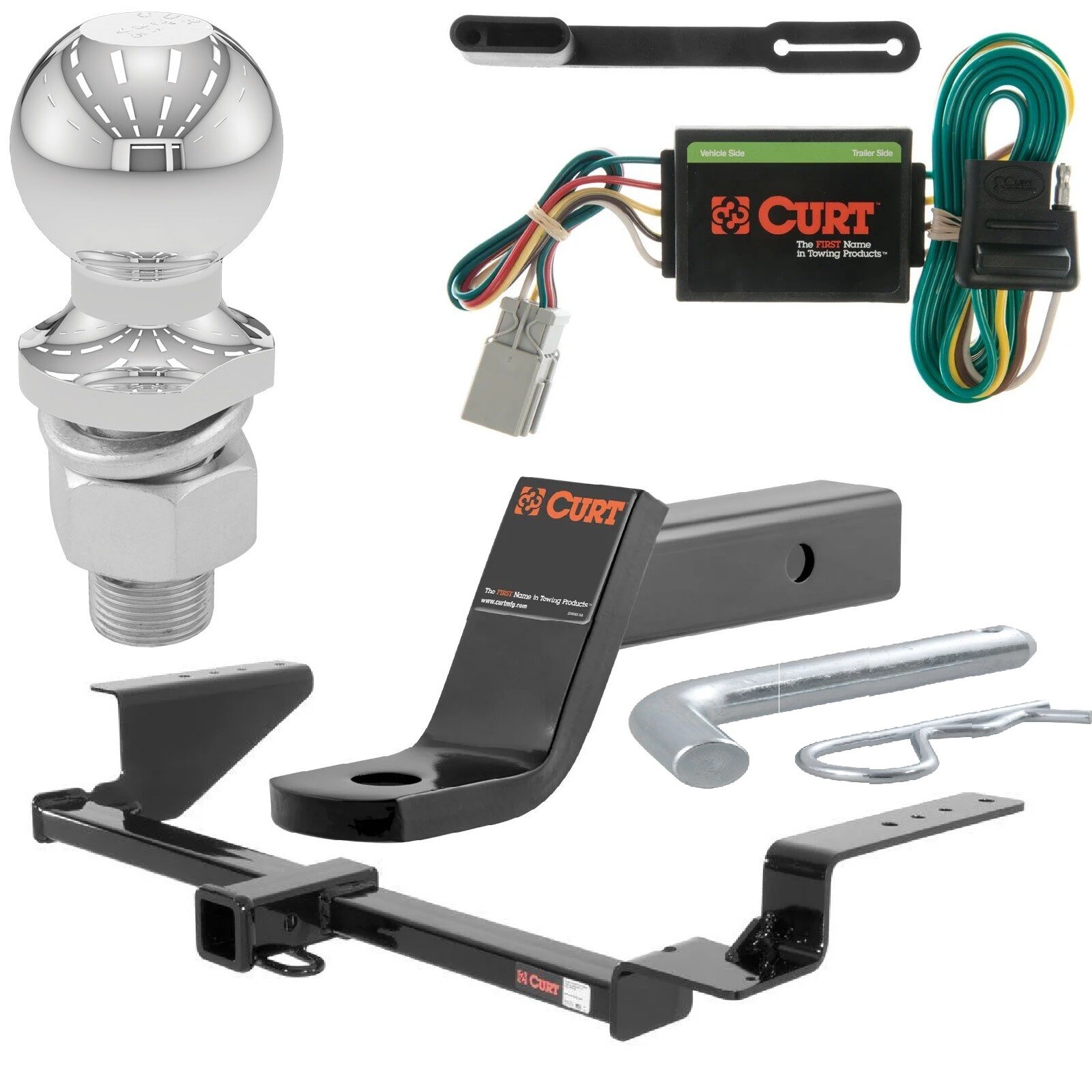 Curt Class 3 Trailer Hitch & Ball Mount Tow Package Kit for 02-06 Honda ...