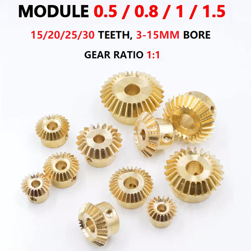 Module 0.5/0.8/1/1.5 Bevel Gear Brass 1:1 Pairing 15/20/25/30 Teeth ...