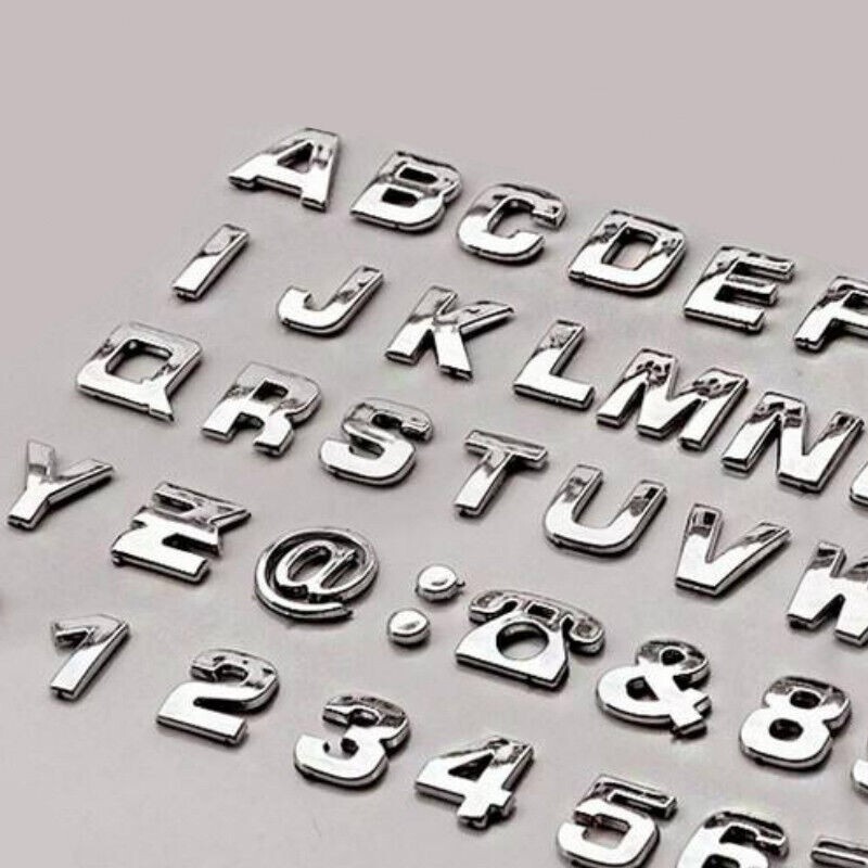 40pcs Car Auto Chrome Metal 3D Letters DIY Digital Alphabet Emblem Car ...
