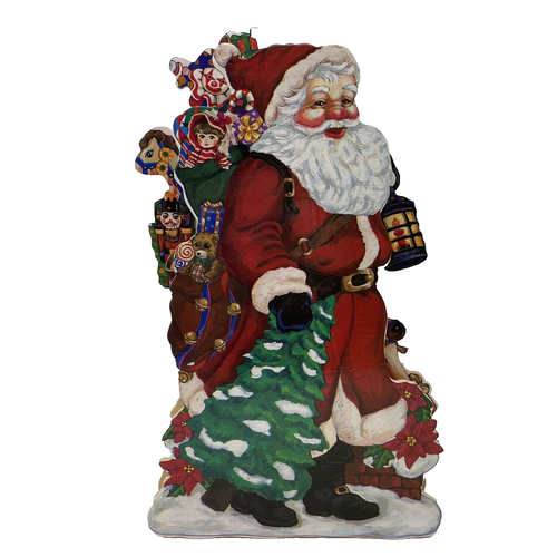 Wooden 12" Santa Claus Musical Decoration Moveable Music Box Christmas ...