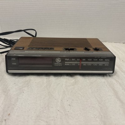 VTG GE General Electric Digital AM FM Alarm Clock Radio Woodgrain 7 ...