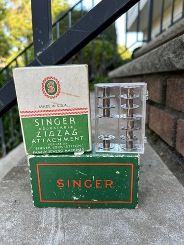 Lot of Vintage SINGER Sewing Machine Low Shank Zig Zag Attachment ...