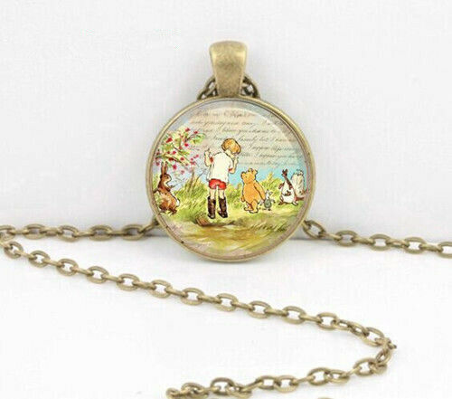 Christopher Robins Winnie the Pooh Cabochon Necklace 20" Bronze Chain ...