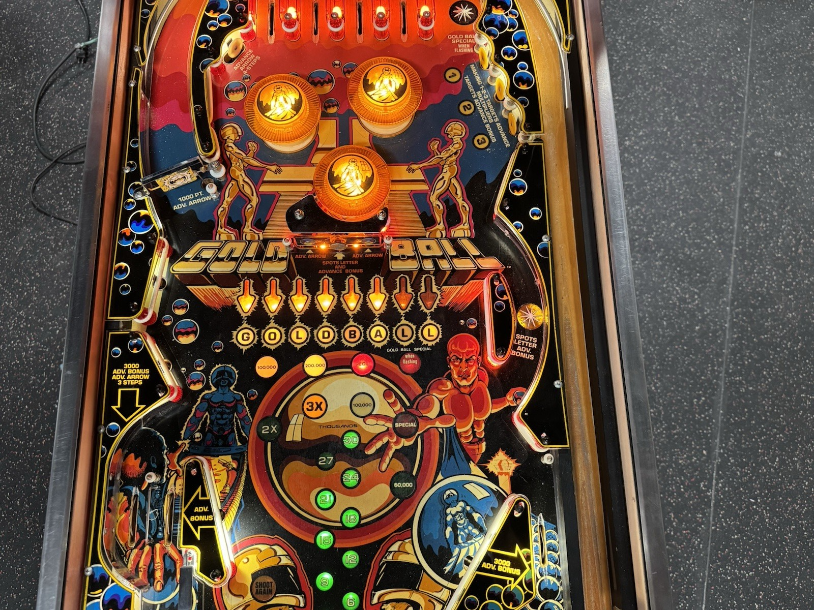 1983 BALLY GOLD BALL PINBALL MACHINE PROFESSIONAL TECHS FULL LEDS PLAYS ...