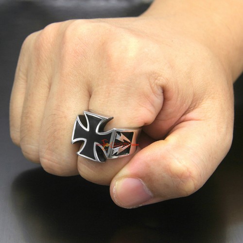High Quality Stainless Steel German Iron Cross Biker Rocker Ring ...