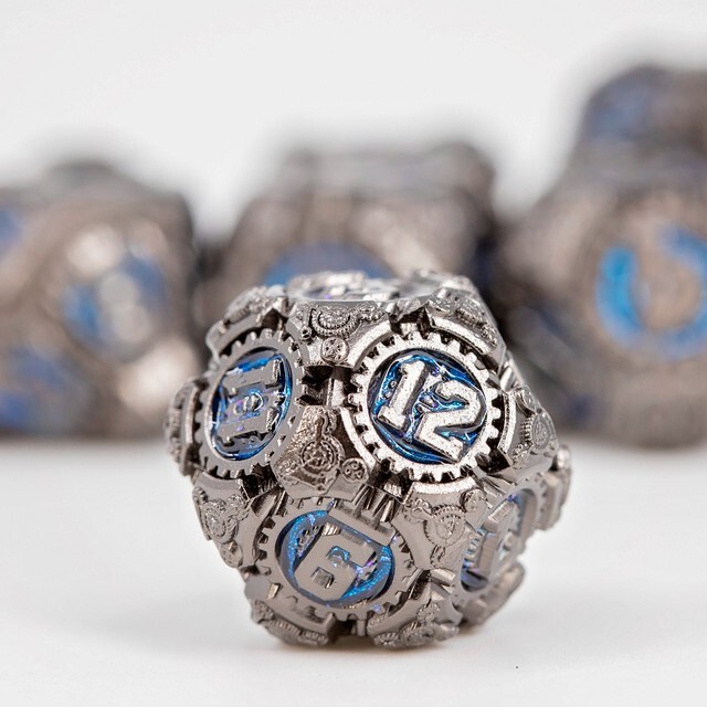 Sage's Artificer's Core Cerulean Essence Metal Polyhedral Dice Set ...