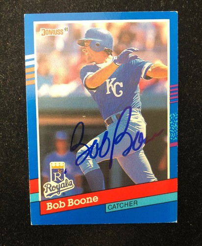 BOB BOONE 1991 DONRUS AUTOGRAPHED SIGNED AUTO BASEBALL CARD 356 ROYALS ...