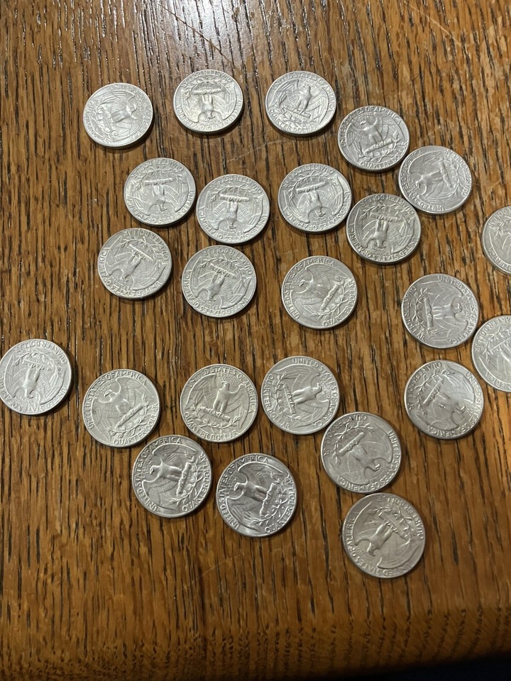 24 1964 P And D Washington Quarters AU And UNC Condition 90 Percent ...