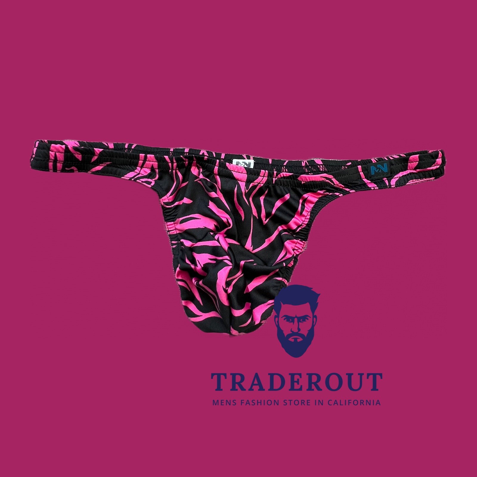 N2N Bodywear men pink black zebra print swim thong swimwear underwear ...