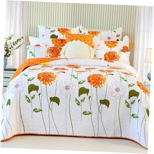 100% Cotton Quilt King Size Sunflower Bedding Set Floral King106"x96 ...