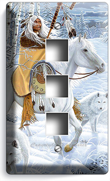 NATIVE AMERICAN INDIAN CHIEF WHITE HORSE WINTER LIGHT SWITCH OUTLET ...
