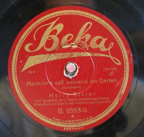 Harry Steier 78 RPM / Mariechen Saß Weinend Im Garten & Nur Du ... (79 ...