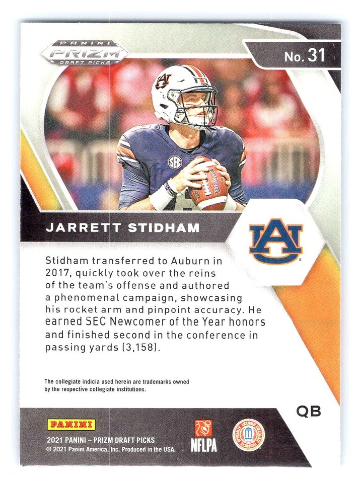 2021 Panini Prizm Draft Picks #31 Jarrett Stidham Football | eBay
