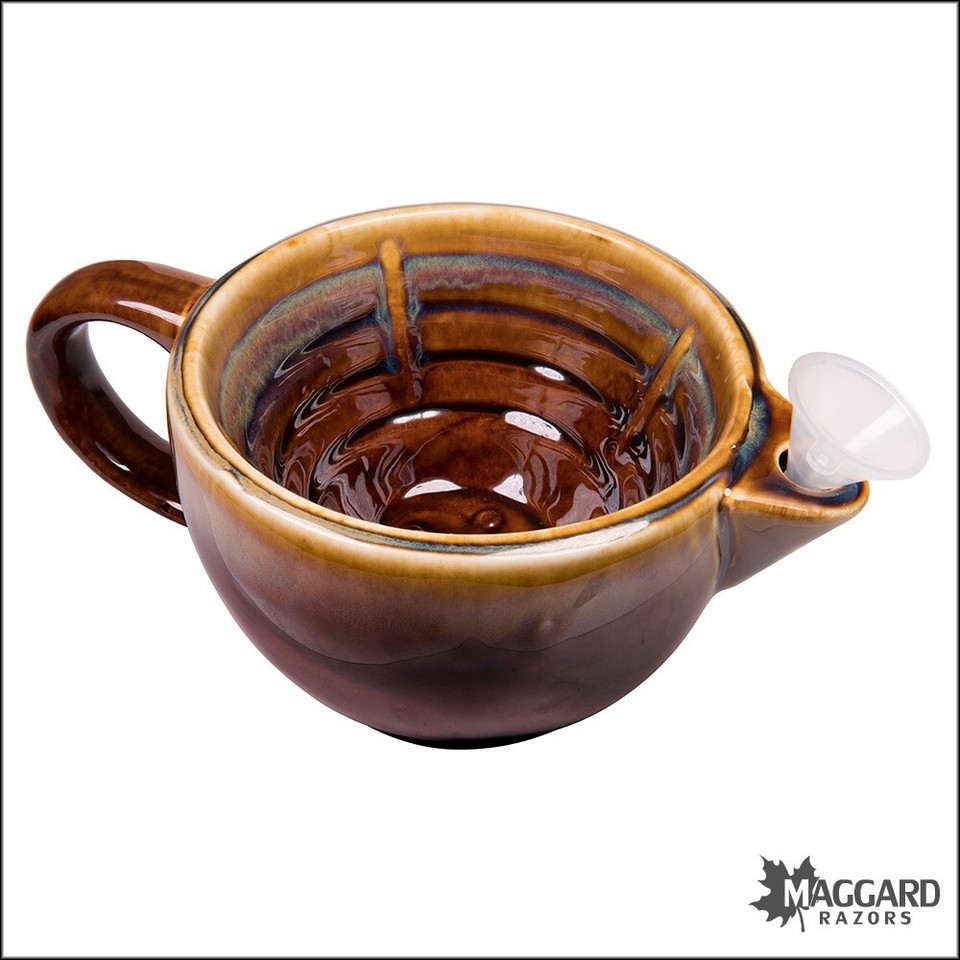 Maggard Razors - Scuttle, Brown Ceramic (Heated) Lather Bowl with Mug ...