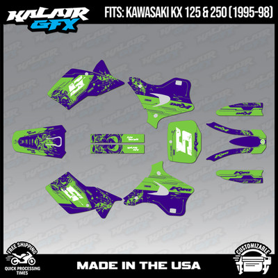 Graphics Kit for Kawasaki KX125 KX250 (1995-1998) NightCity Series ...